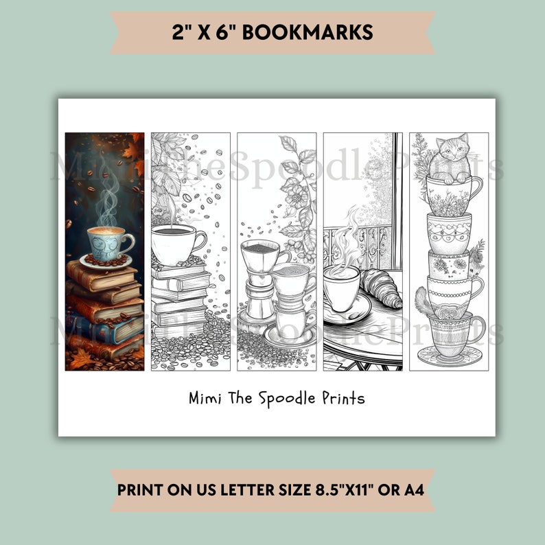 Coffee Coloring Bookmarks Printable, for Coffee Lovers, Vintage Coffee ...