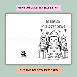 Coloring Christmas Card Printable, Kids Christmas Card, Merry Christmas ...
