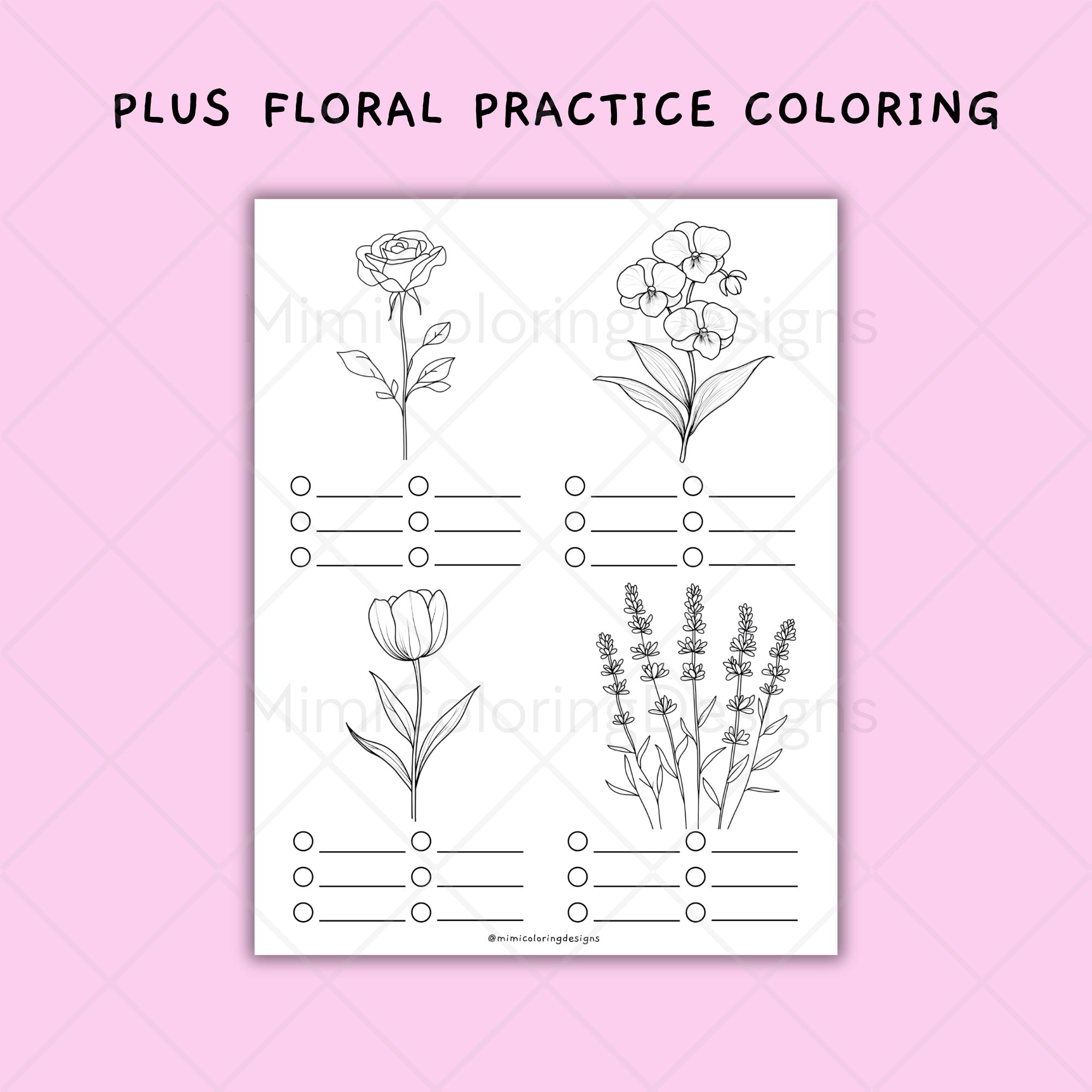 Color Swatch Template: Blending & Floral Practice Sheets (digital ...