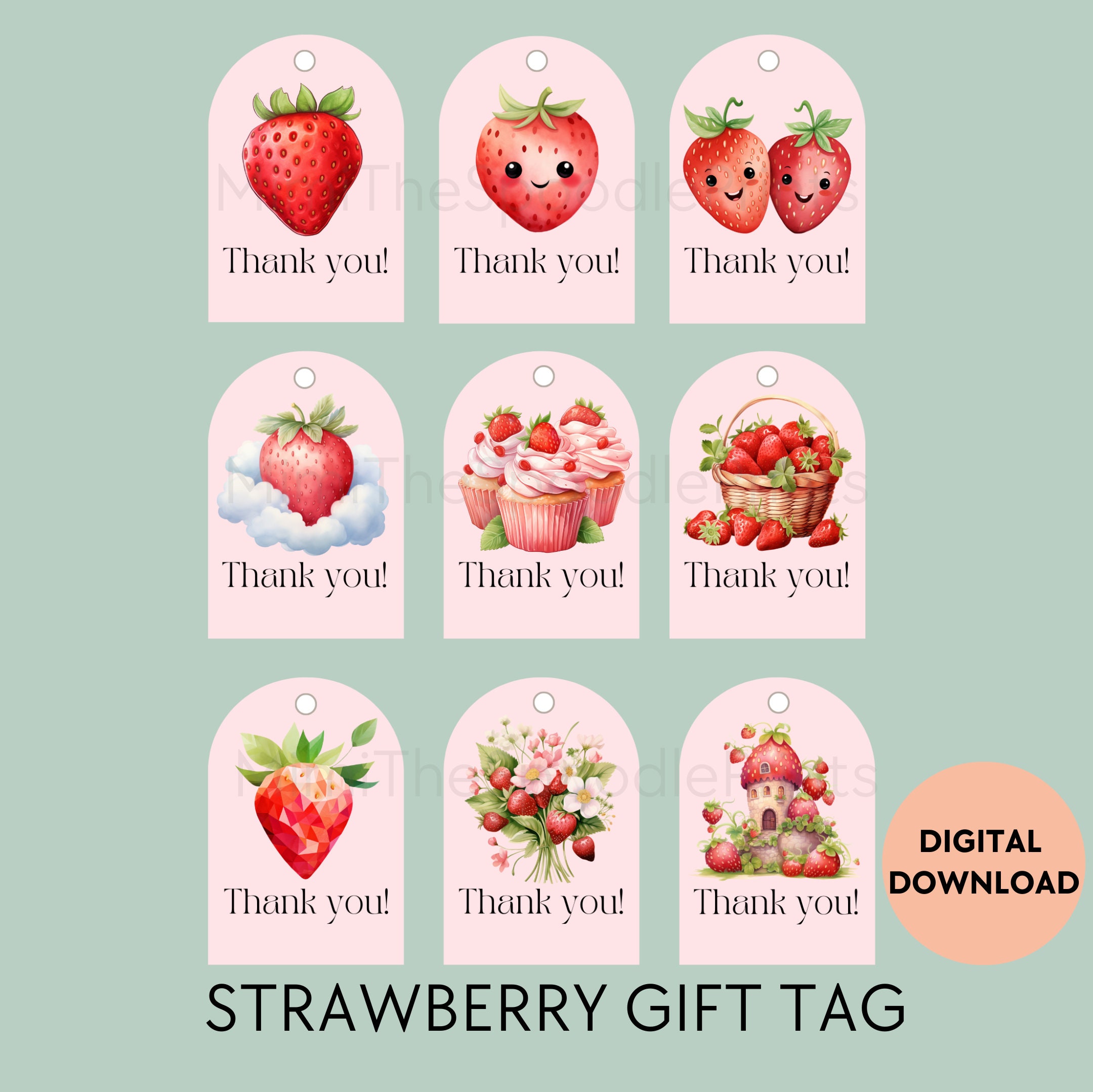 Printable Strawberry Thank You Tag Template, for Adults and Kids ...