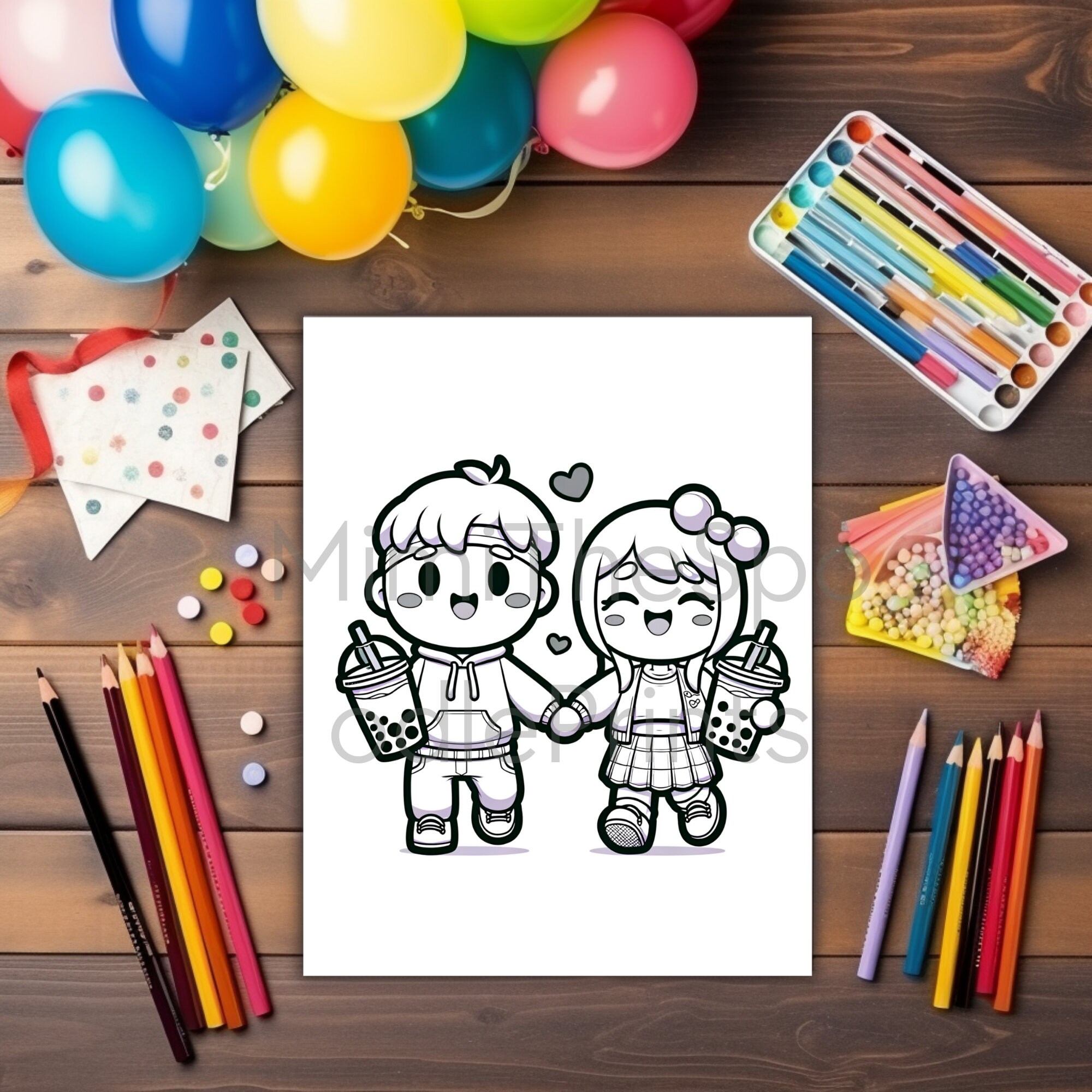 Kawaii Bubble Tea Coloring Pages: 24 Printable Designs (digital ...
