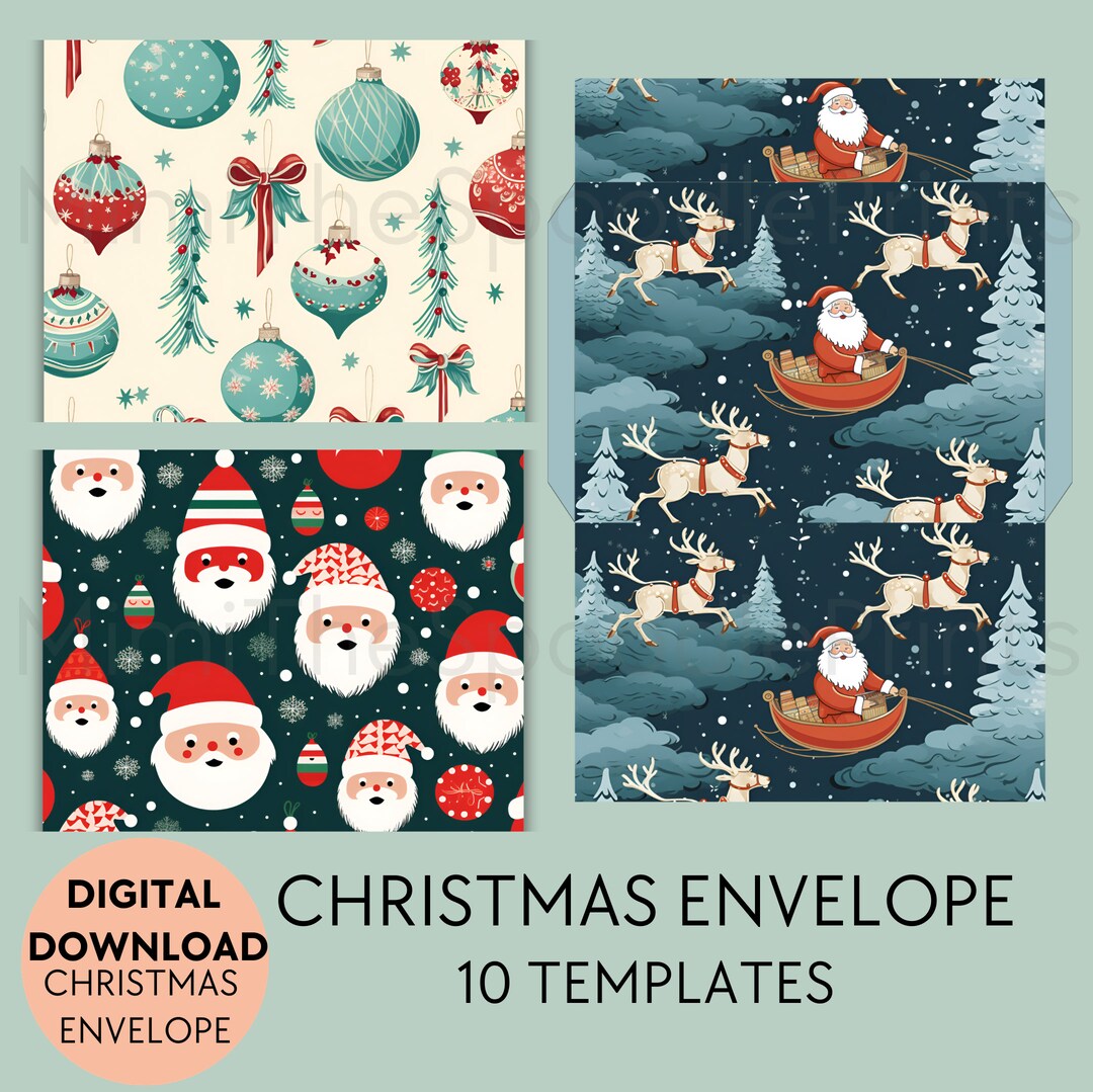 Christmas Envelope Template for Greeting Cards Envelope 5x7 - Etsy