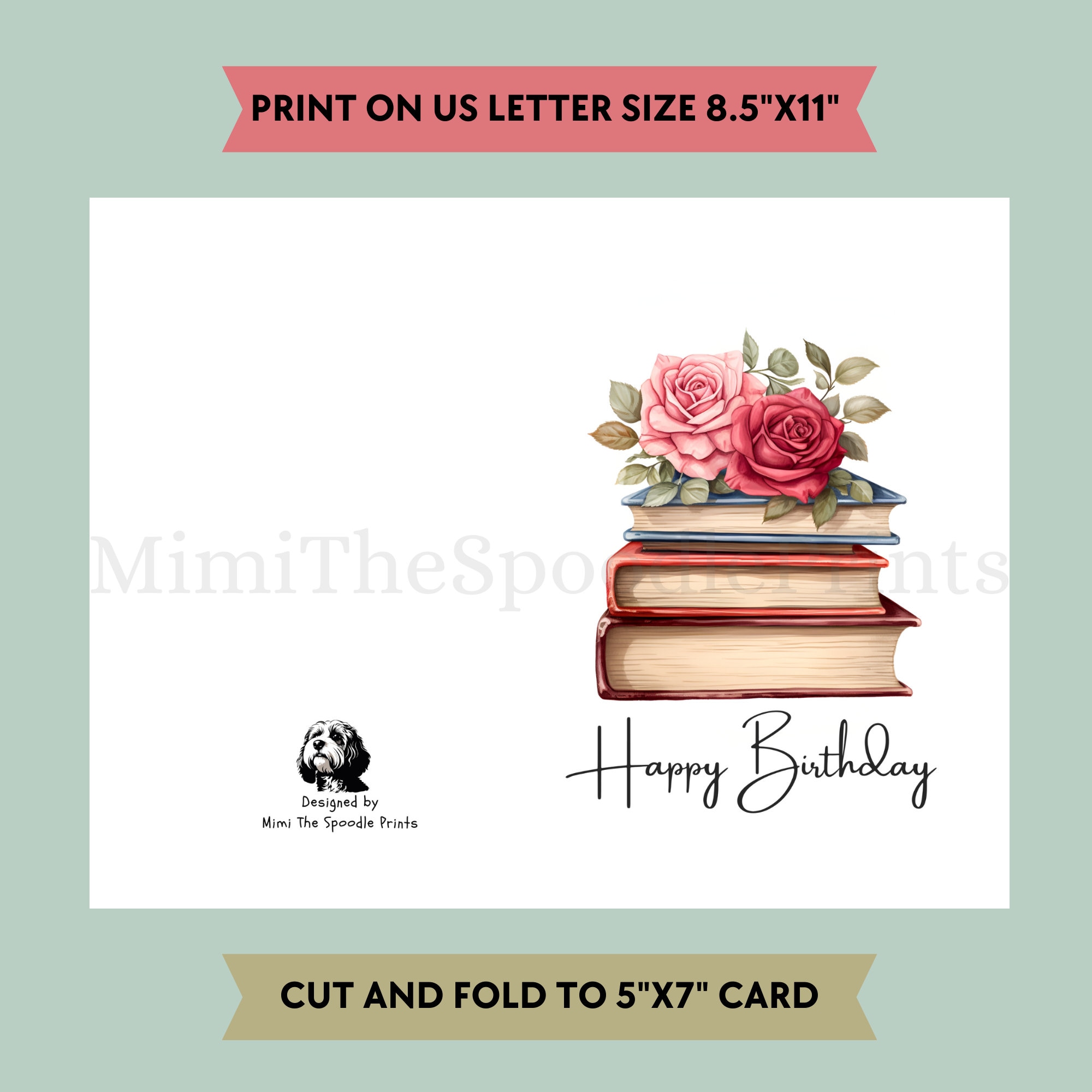 Book Birthday Card Printable, Literary Birthday Card, for Book Lovers ...