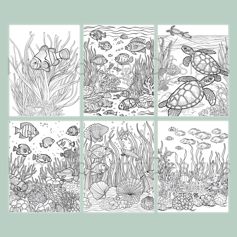 24 Sea Animal Coloring Pages for Kids and Adults, Printable Coloring ...