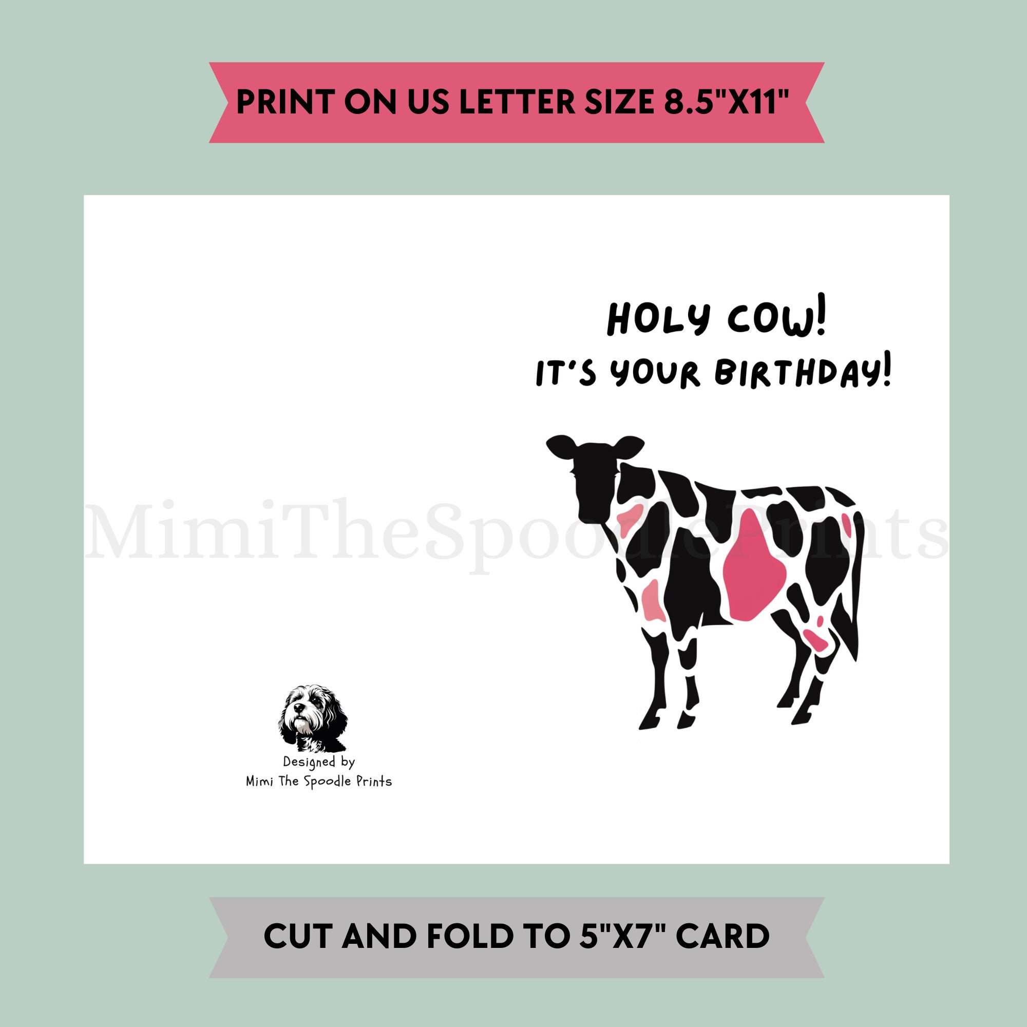 Cow Print Birthday Card Printable for Cow Lovers and - Etsy