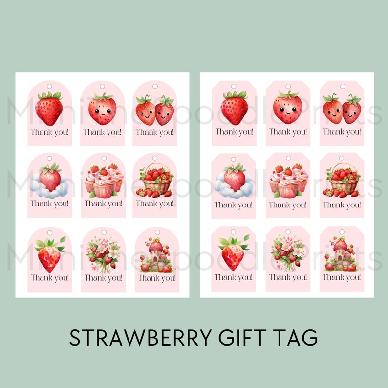 Printable Strawberry Thank You Tag Template, for Adults and Kids ...
