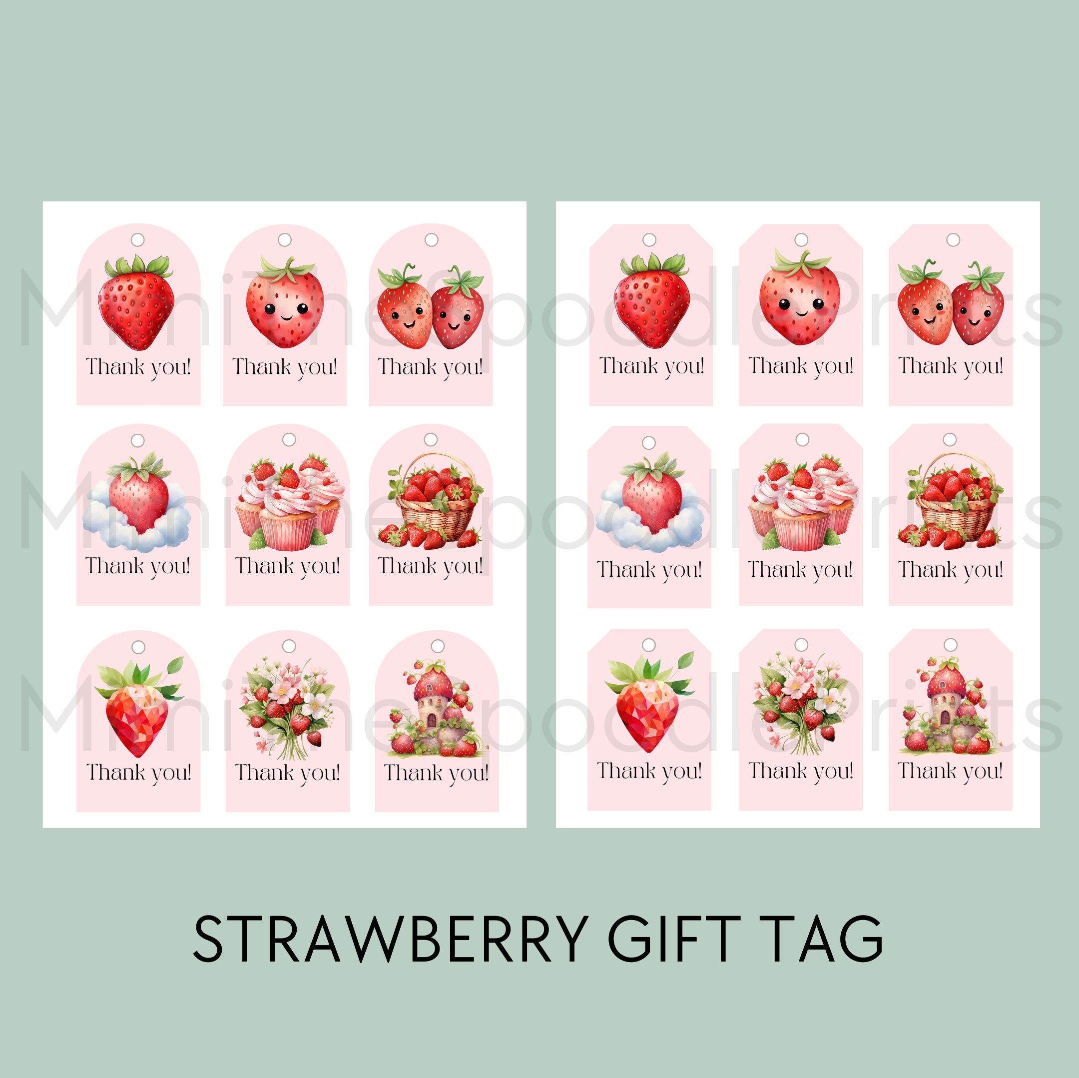 Printable Strawberry Thank You Tag Template, for Adults and Kids ...