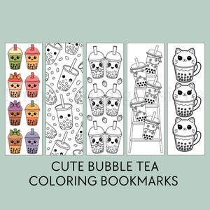 Cute Bubble Tea Coloring Bookmarks Printable for Tea Lover, Boba Tea ...