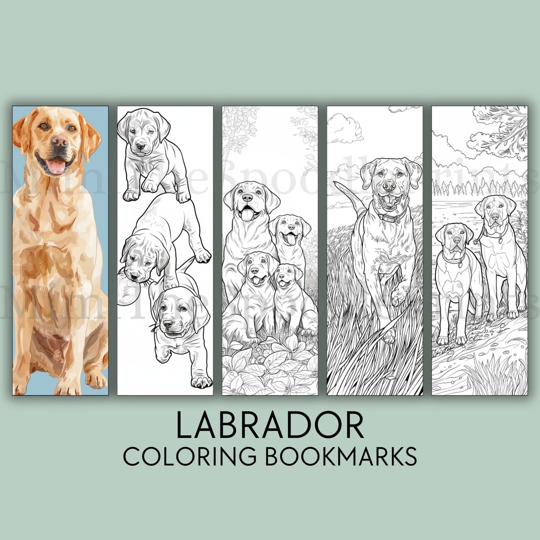 Labrador Coloring Bookmarks Printable for Dog Lover, Labrador Bookmark ...