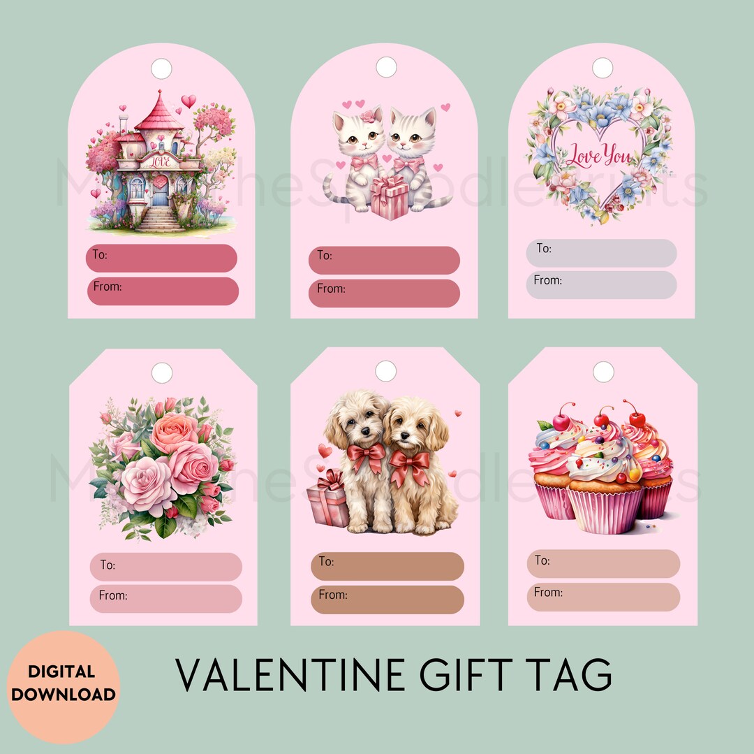 Printable Valentine Gift Tag Template, Minimalist Love Tag, DIY Gift ...