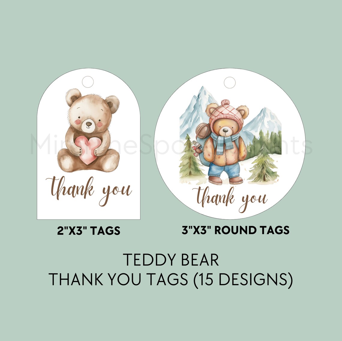Teddy Bear Thank You Tags Printable, for Adults and Kids, Bear Baby ...
