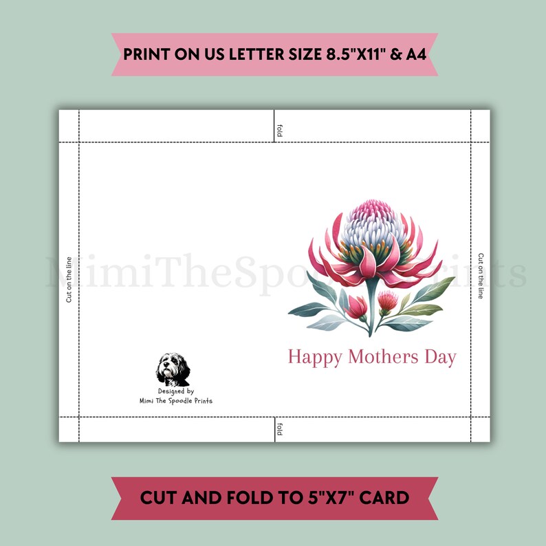 Australian Waratah Mothers Day Card Printable, for Mom, Happy Mothers ...
