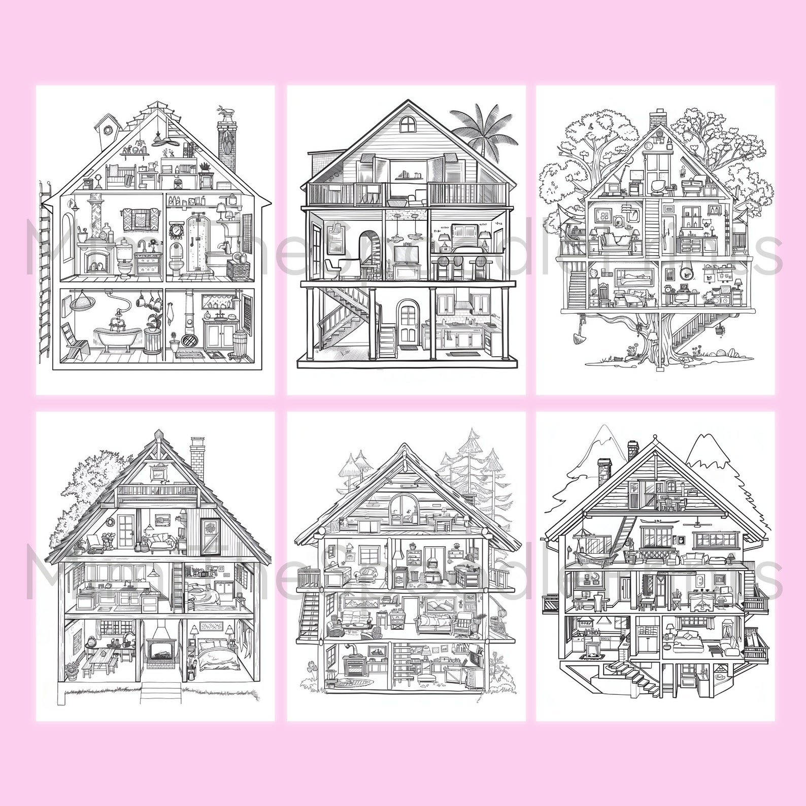 Pocket House Coloring Pages for Adults: Tiny Homes Printable (digital ...