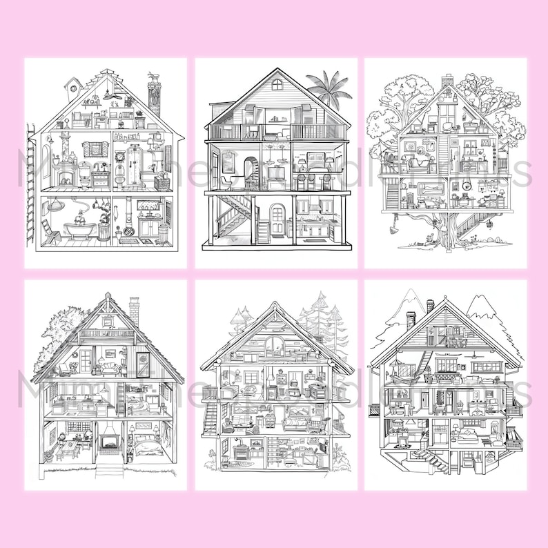 Pocket House Coloring Pages for Adults: Tiny Homes Printable (digital ...