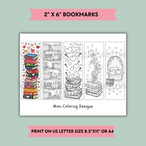 Valentine Bookish Coloring Bookmarks Printable for Adults & Kids ...