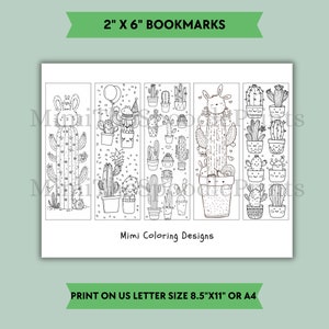 Kawaii Cactus Coloring Bookmarks: Printable Gift (digital Download) - Etsy