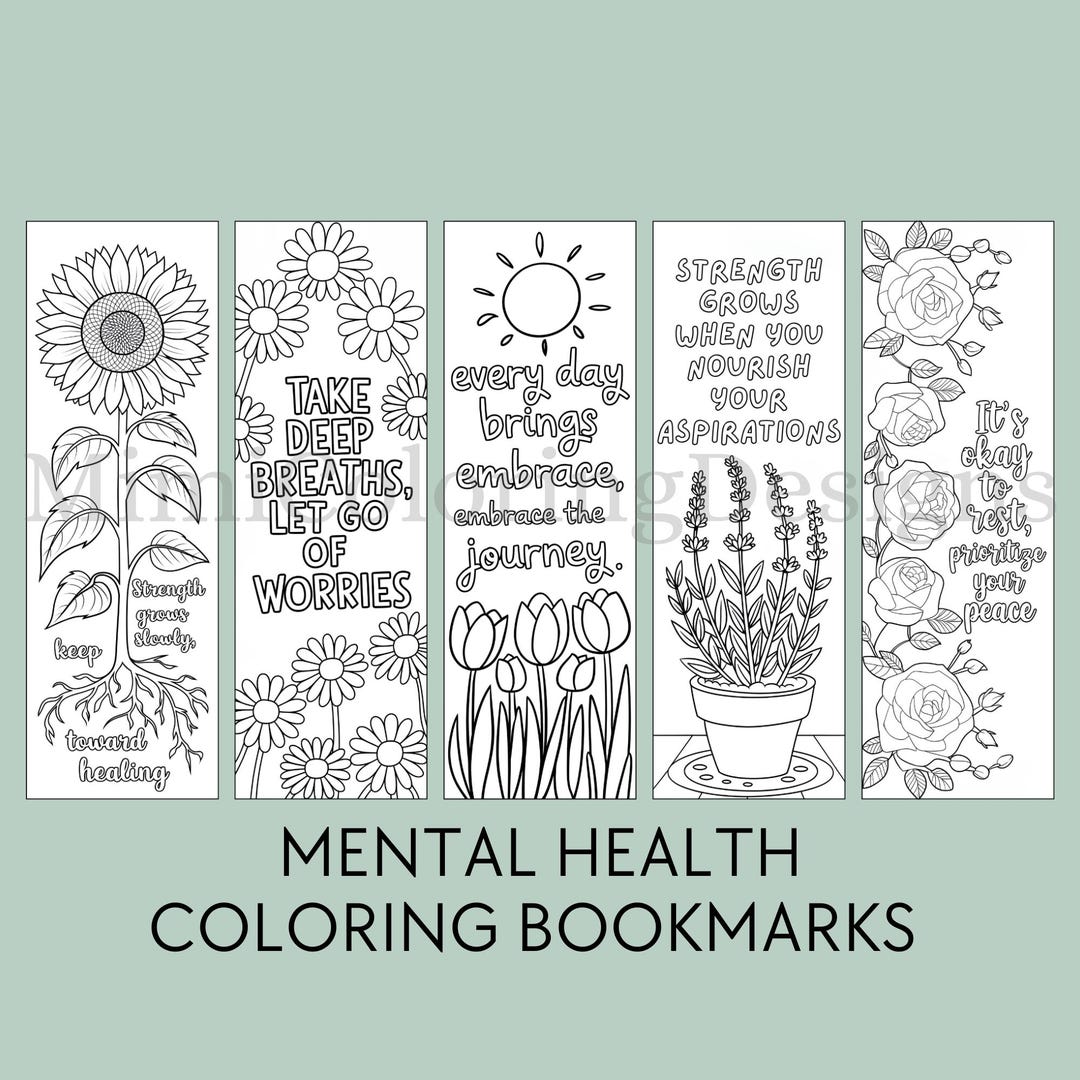 Mental Health Coloring Bookmarks Printable: Affirmation Quotes ...