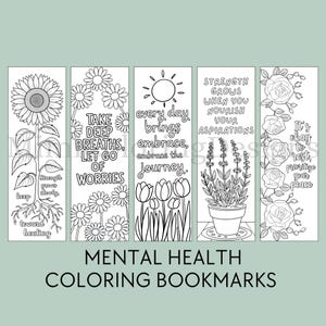 Mental Health Coloring Bookmarks Printable: Affirmation Quotes ...