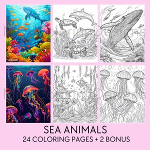 Bundle Underwater Coloring Pages for Kids and Adults, Printable ...