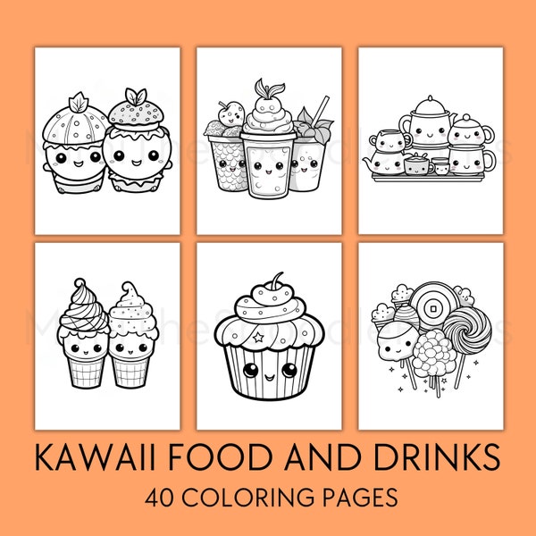 Food and Drinks Coloring Page - Etsy