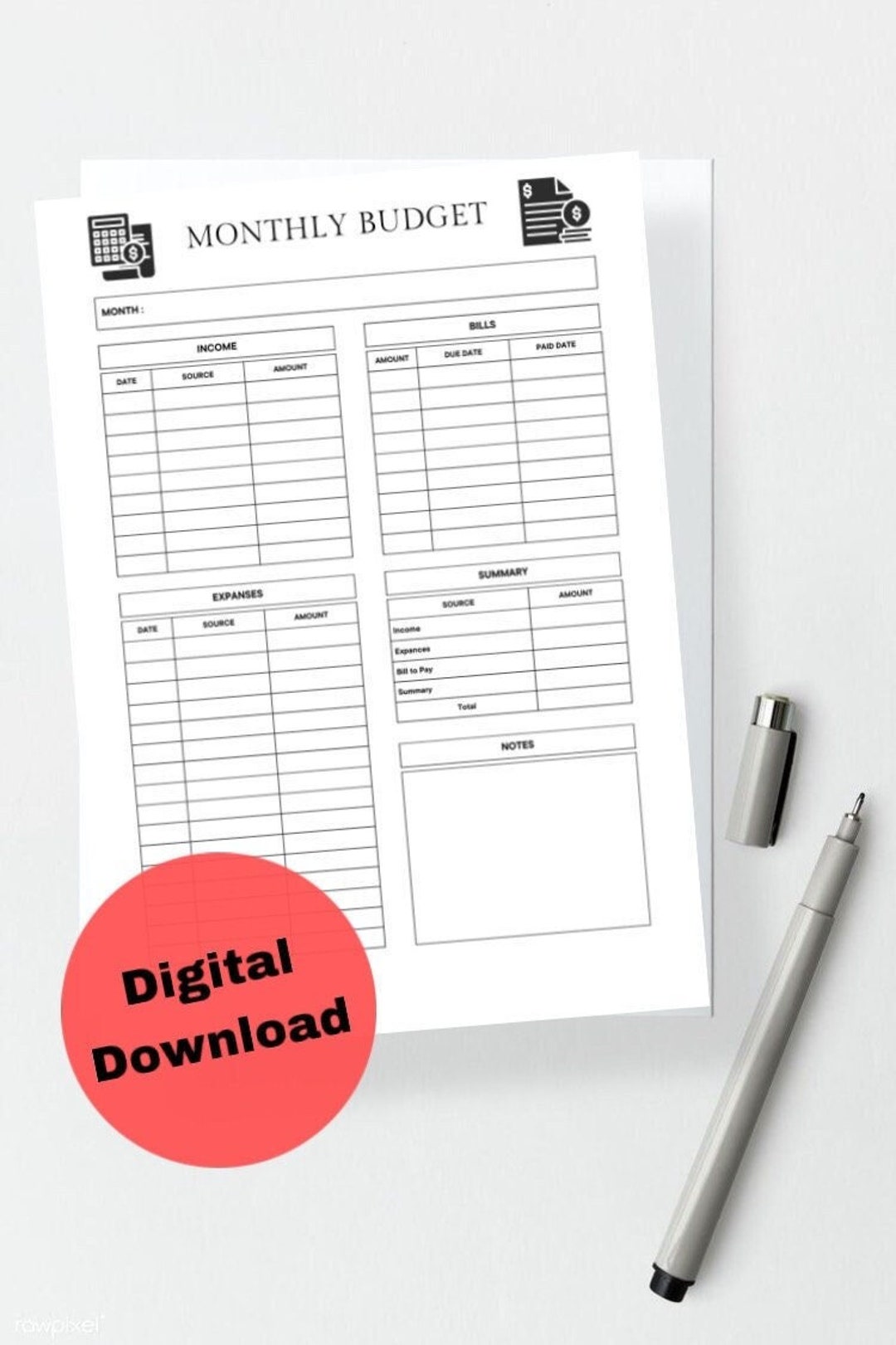 Printable Monthly Budget Planner, Budget Planner, Financial Journal ...