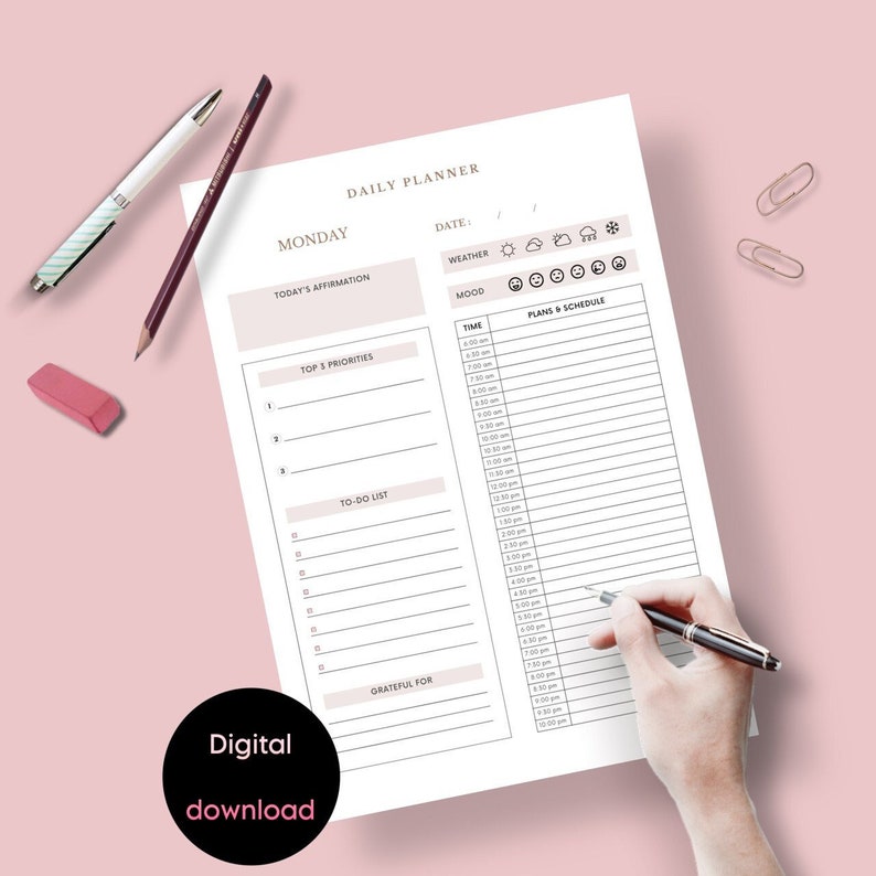 7 Day Planner Printable Weekly Planner Daily to Do List for - Etsy