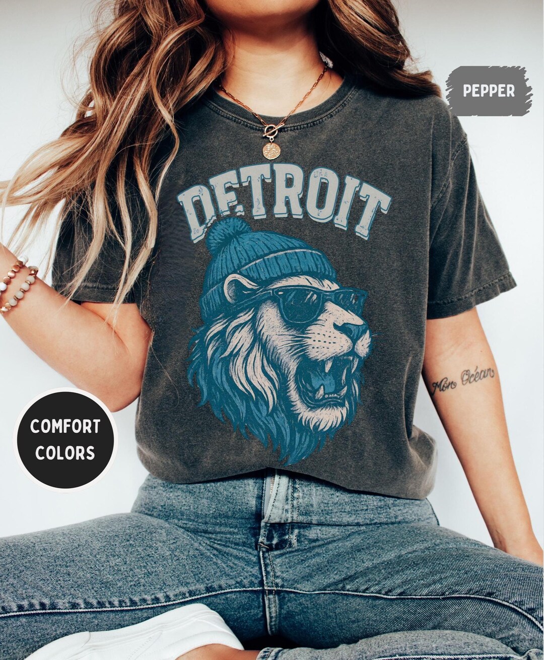 Vintage Detroit Football Garment-dyed T-shirt, Comfort Colors Tee ...