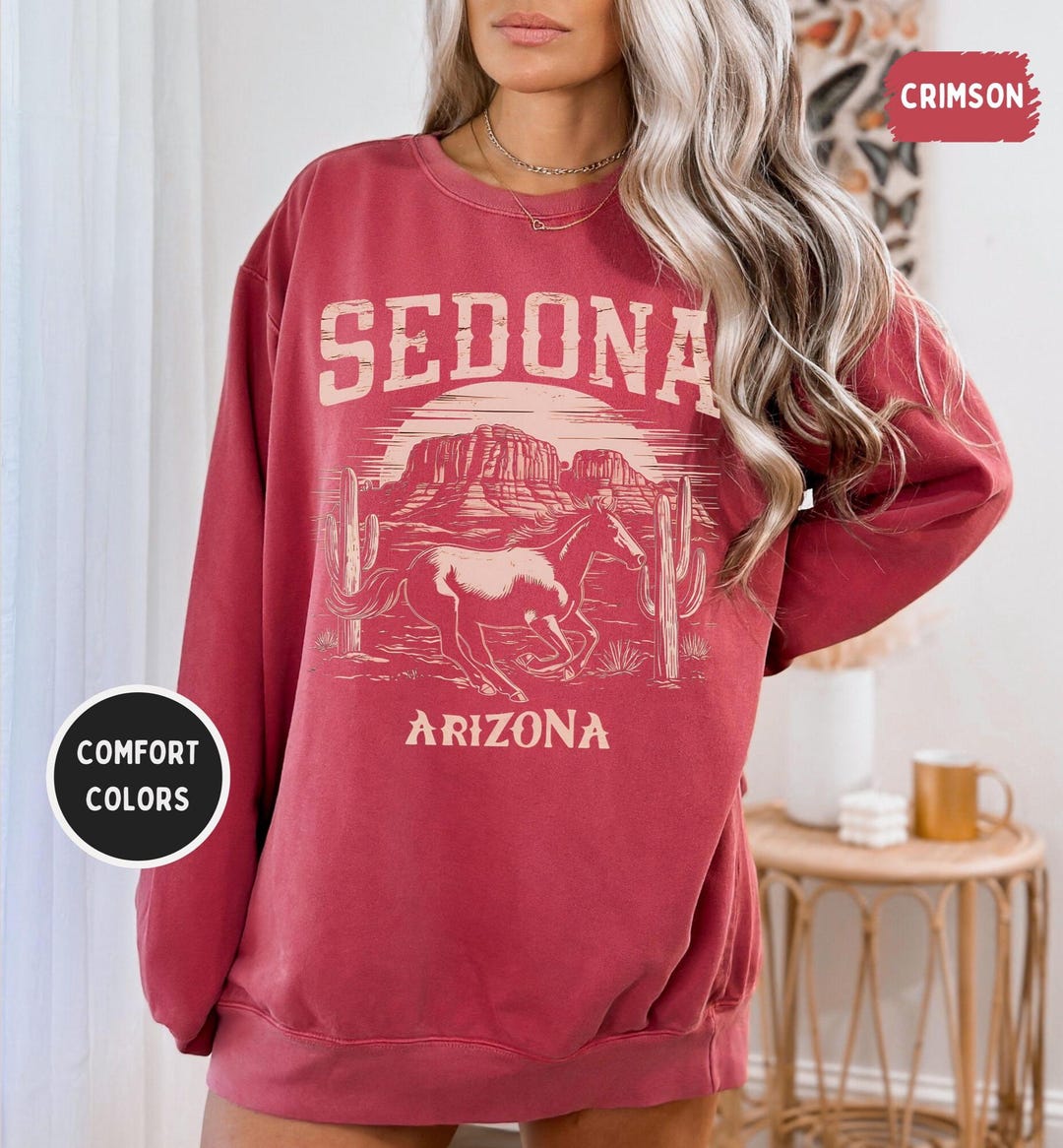 Vintage Sedona Arizona Horse Graphic Sweatshirt, Retro Comfort Colors ...