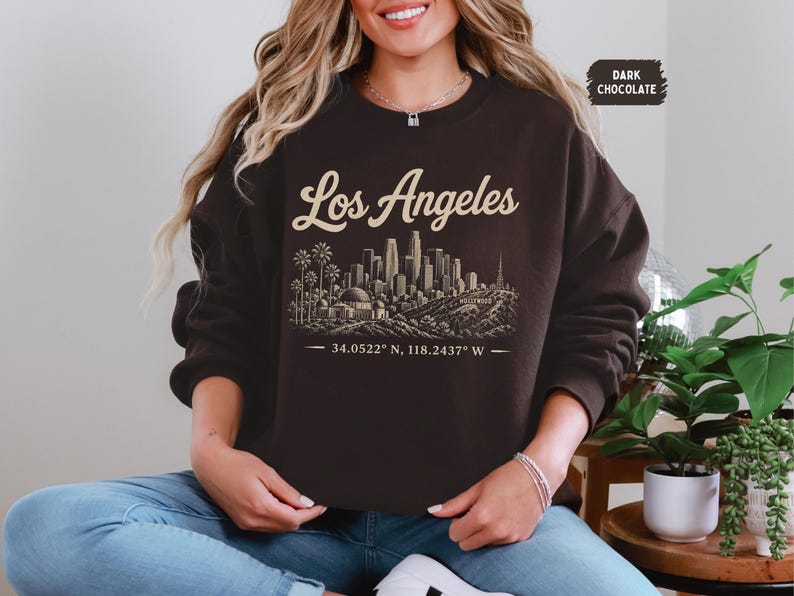 Los Angeles Sweatshirt, Vintage Skyline Crewneck, Retro California ...