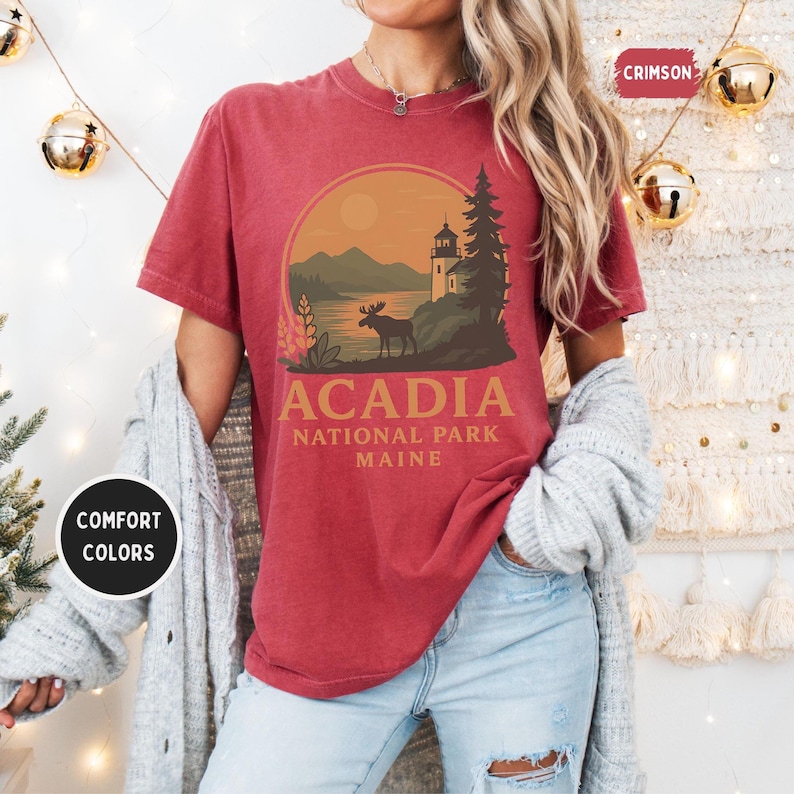 Retro Acadia National Park T-shirt, Comfort Colors Tee, Maine Vintage ...