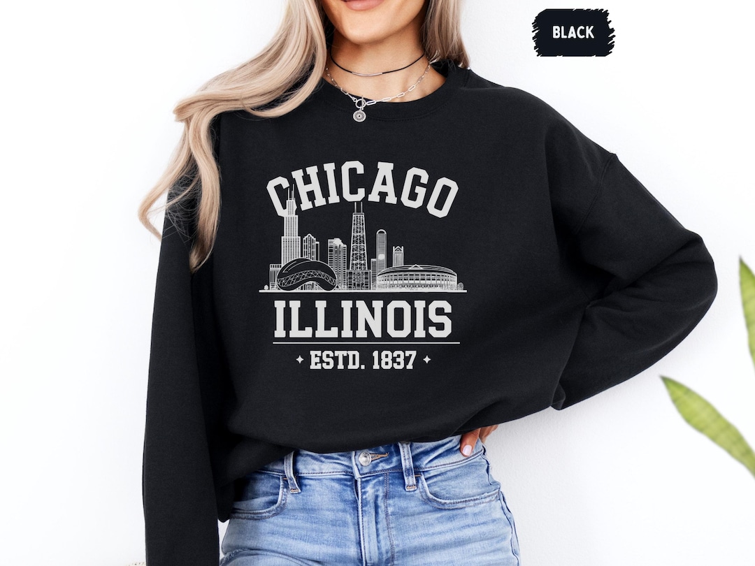 Chicago Skyline Sweatshirt - Cityscape Urban Unisex Crewneck Jumper ...