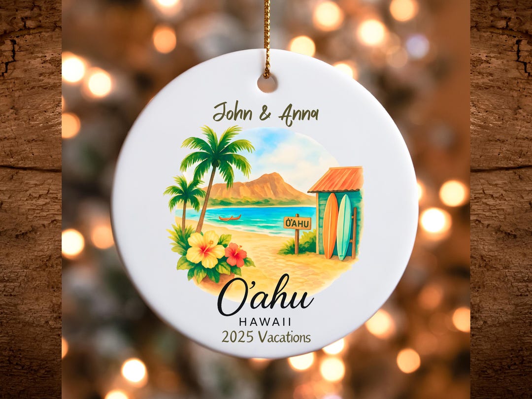 Personalized O'ahu Hawaii Decoration, Oahu Ceramic Ornament, Custom ...
