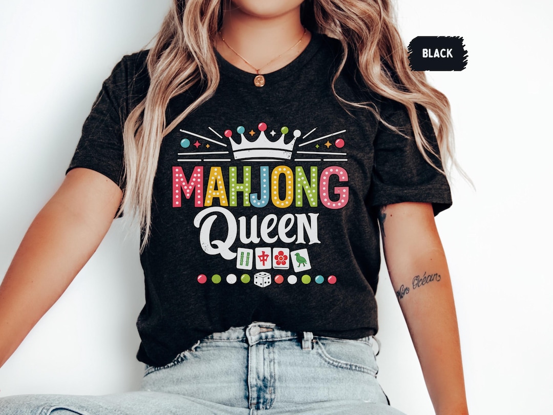 Mahjong Queen Shirt, Mahjong Shirt Women, Cute Game Night Tee, Retro ...