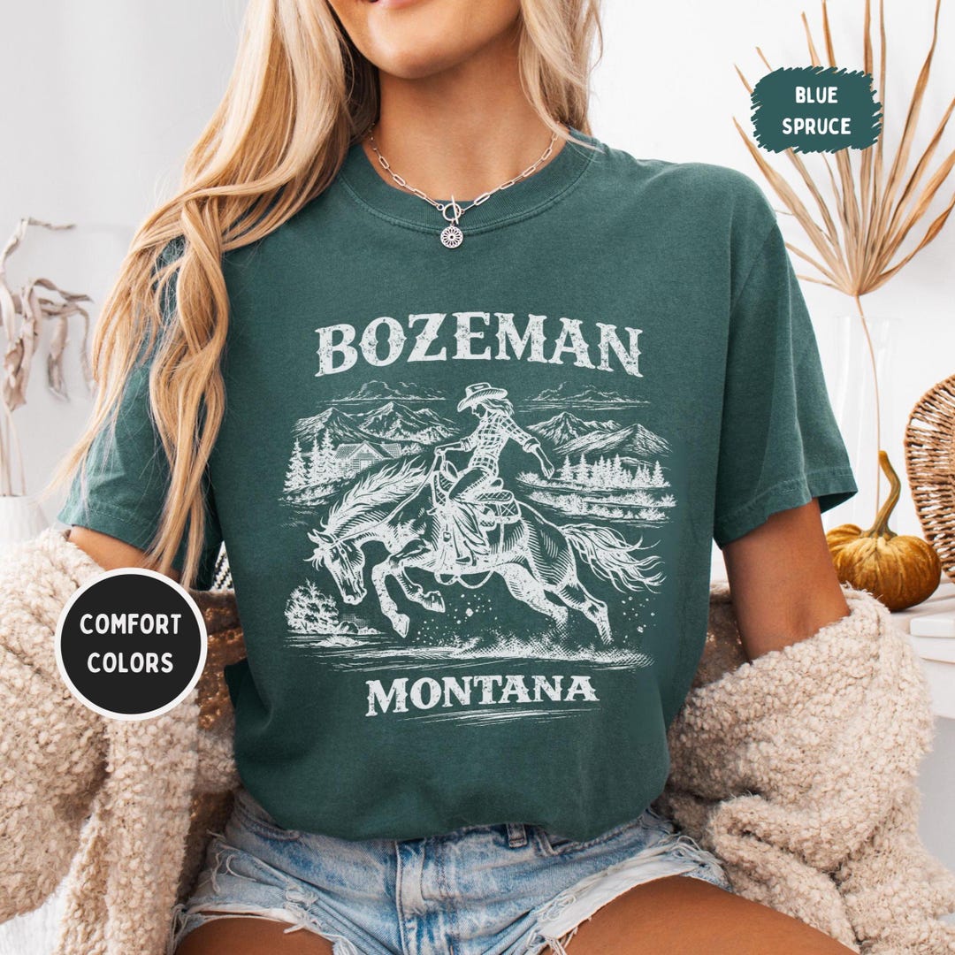 Vintage Bozeman Montana Cowboy Rodeo Comfort Colors T-shirt | Retro ...