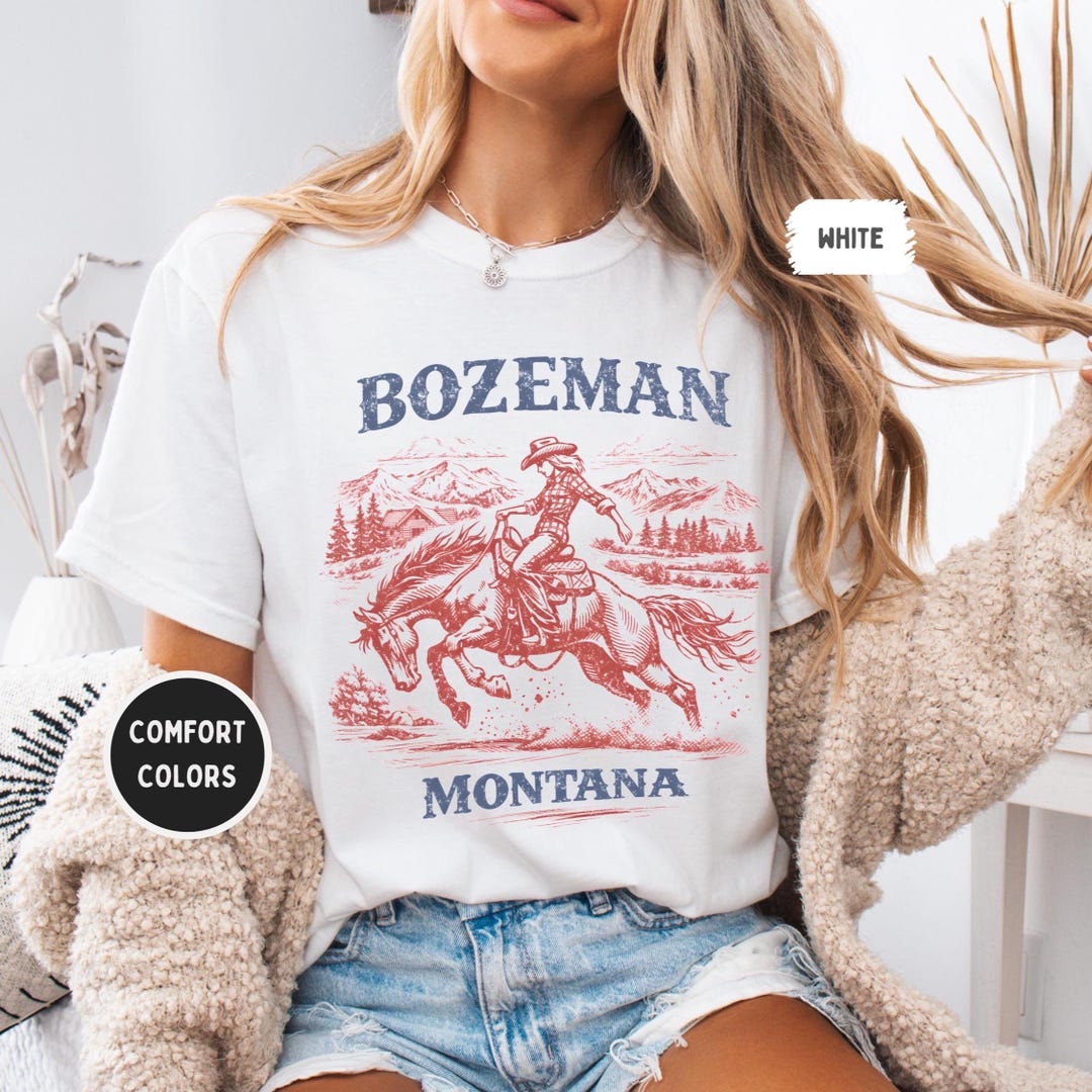 Vintage Bozeman Montana Cowboy Rodeo Comfort Colors T-shirt | Retro ...