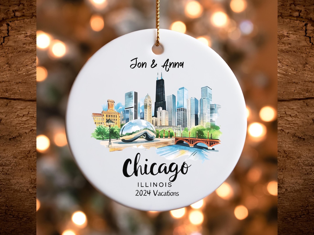 Chicago Personalized Ceramic Ornament, Personalized Christmas Bauble ...