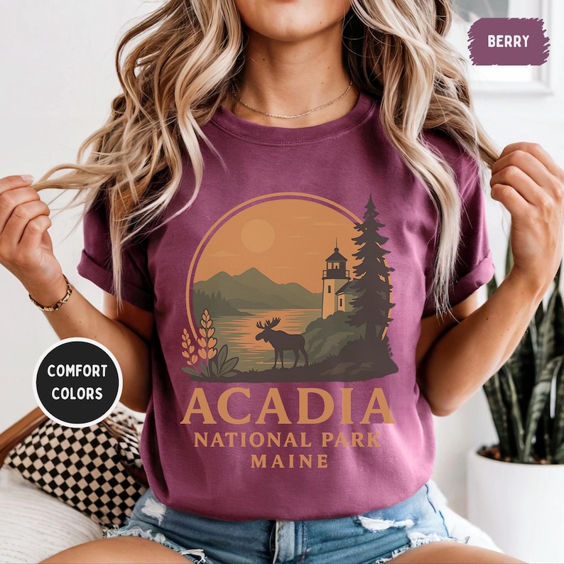 Retro Acadia National Park T-shirt, Comfort Colors Tee, Maine Vintage ...