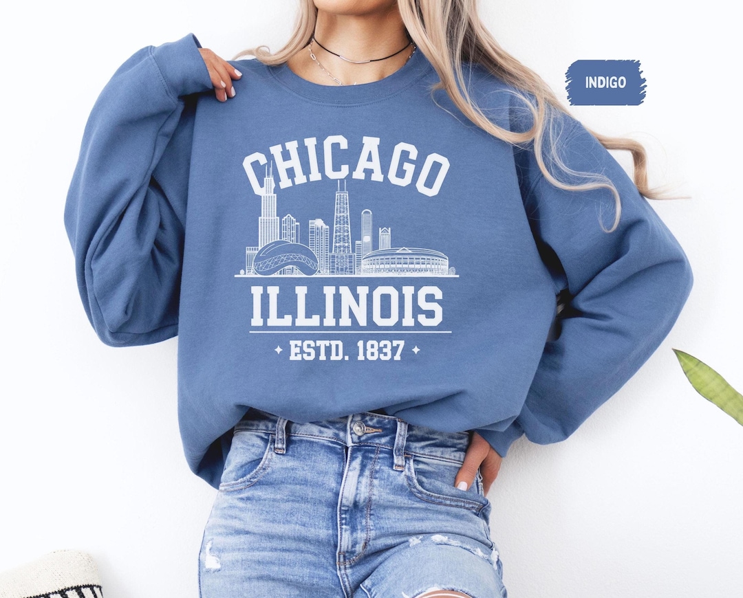 Chicago Skyline Sweatshirt - Cityscape Urban Unisex Crewneck Jumper ...