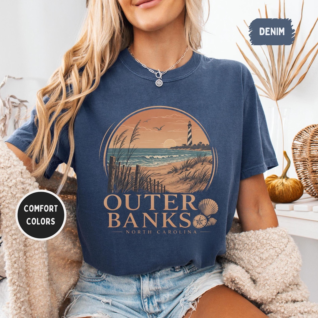 Outer Banks NC Vintage Beach Shirt, Comfort Colors 1717 Coastal ...