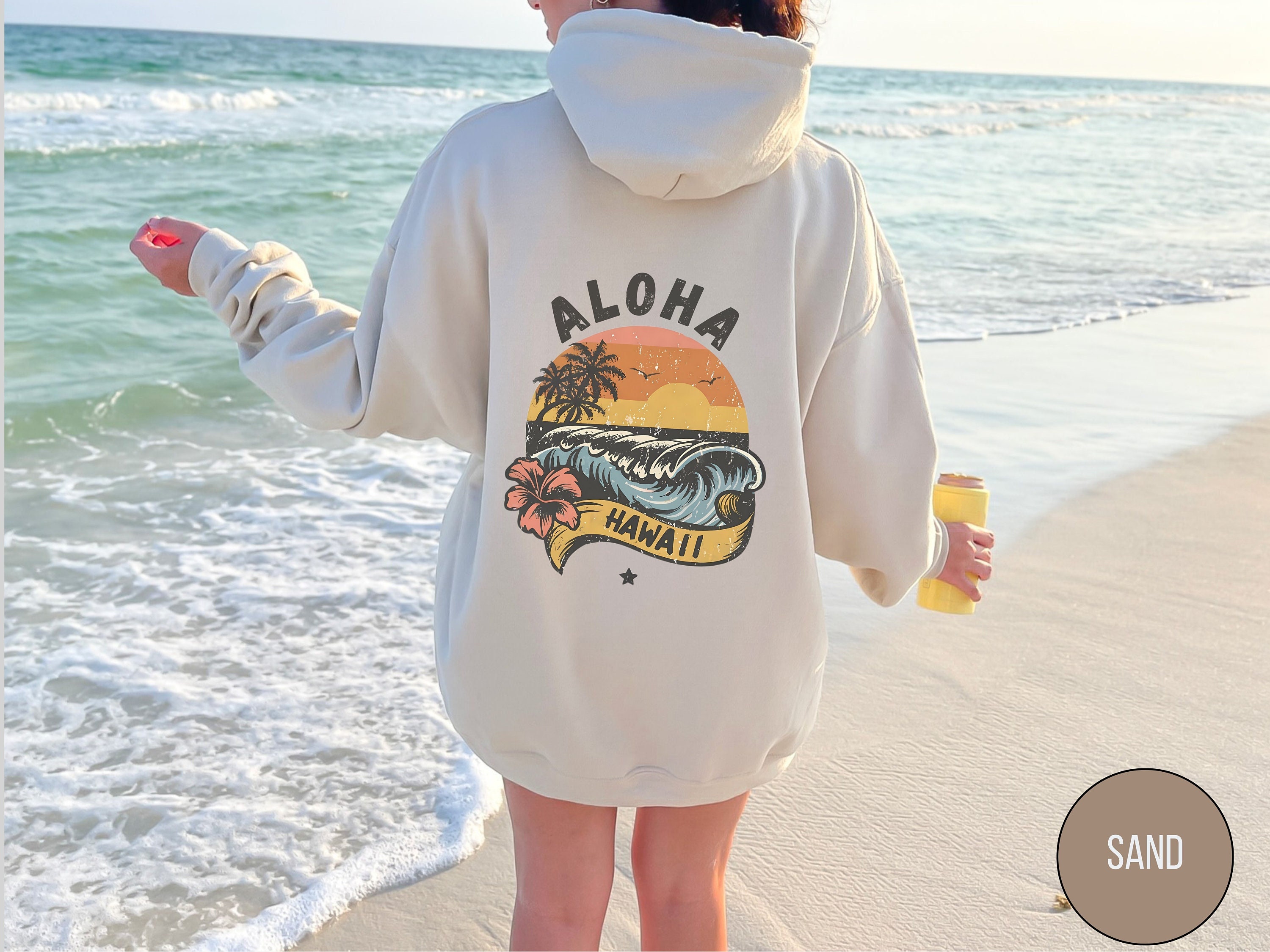 Hawaii Aloha Hoodie, Retro Hawaii Beach Hoodie, Beach Sweatshirt ...