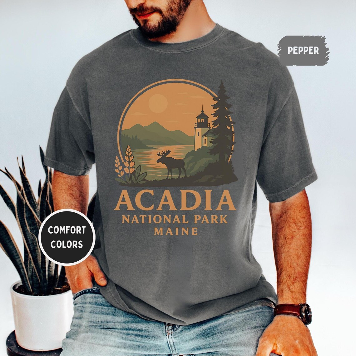Retro Acadia National Park T-shirt, Comfort Colors Tee, Maine Vintage ...