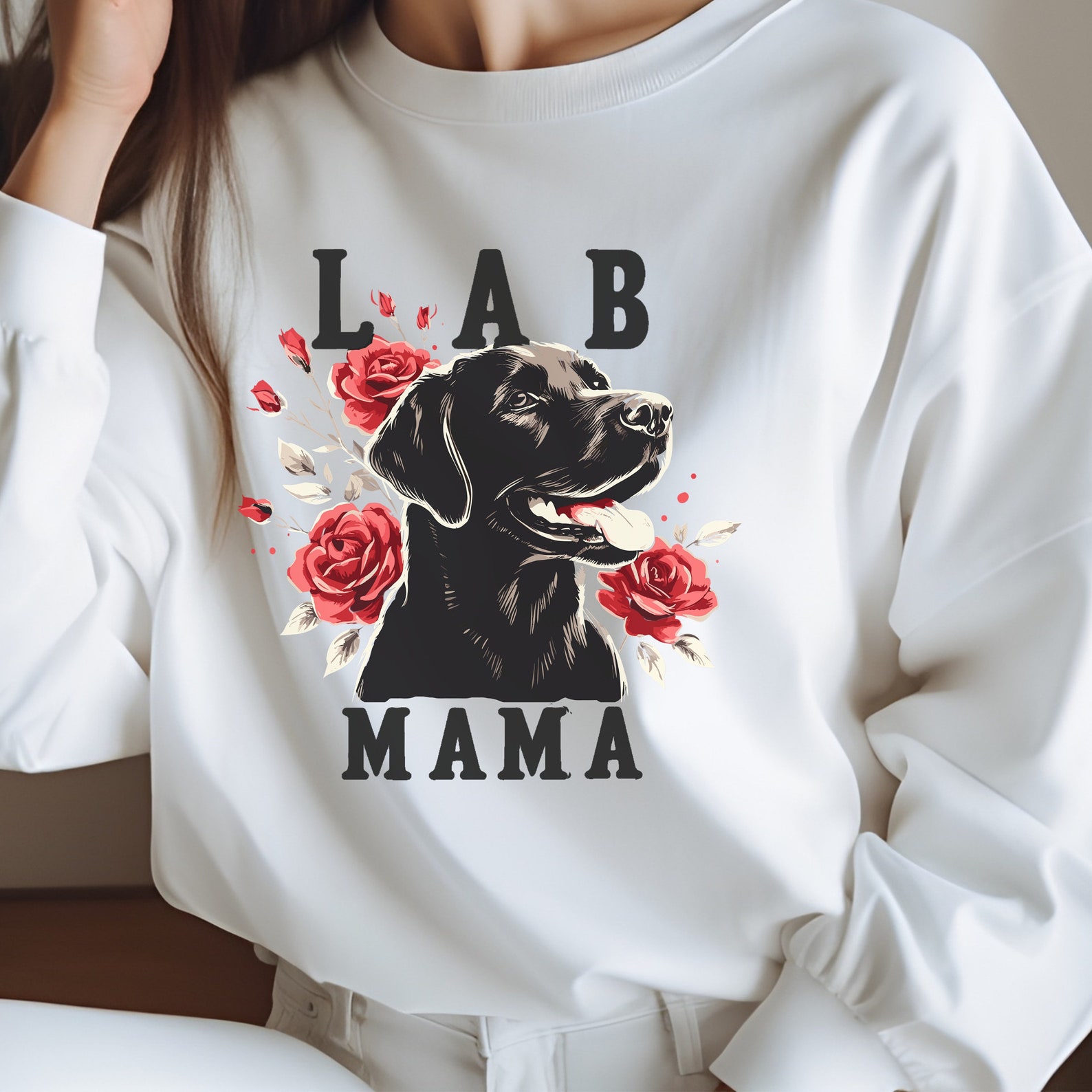 Black Labrador Retriever Sweatshirt, Labrador Mom Sweatshirt, Lab Mama ...