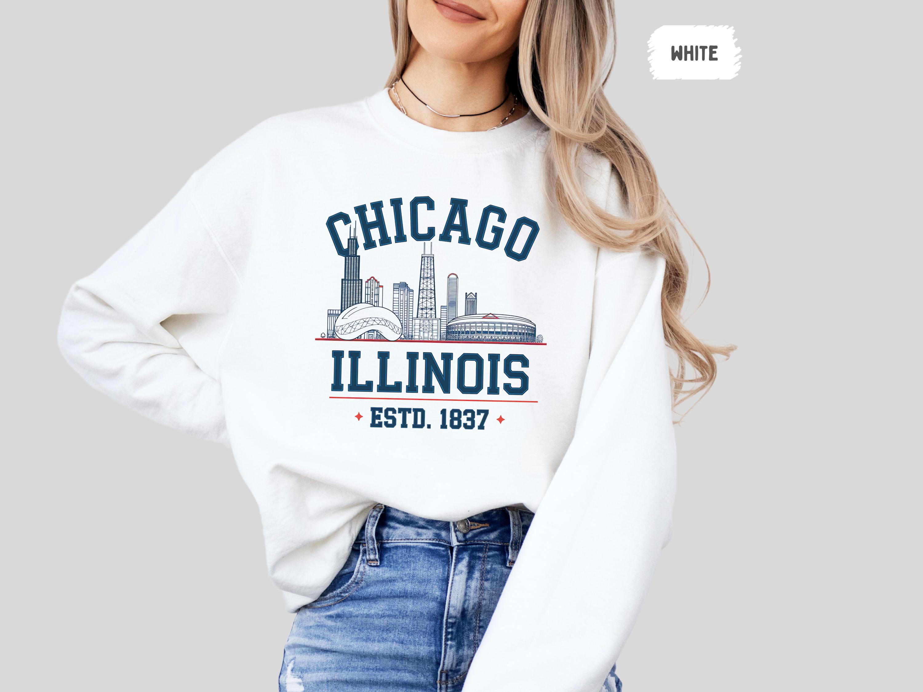 Chicago Skyline Sweatshirt - Cityscape Urban Unisex Crewneck Jumper ...