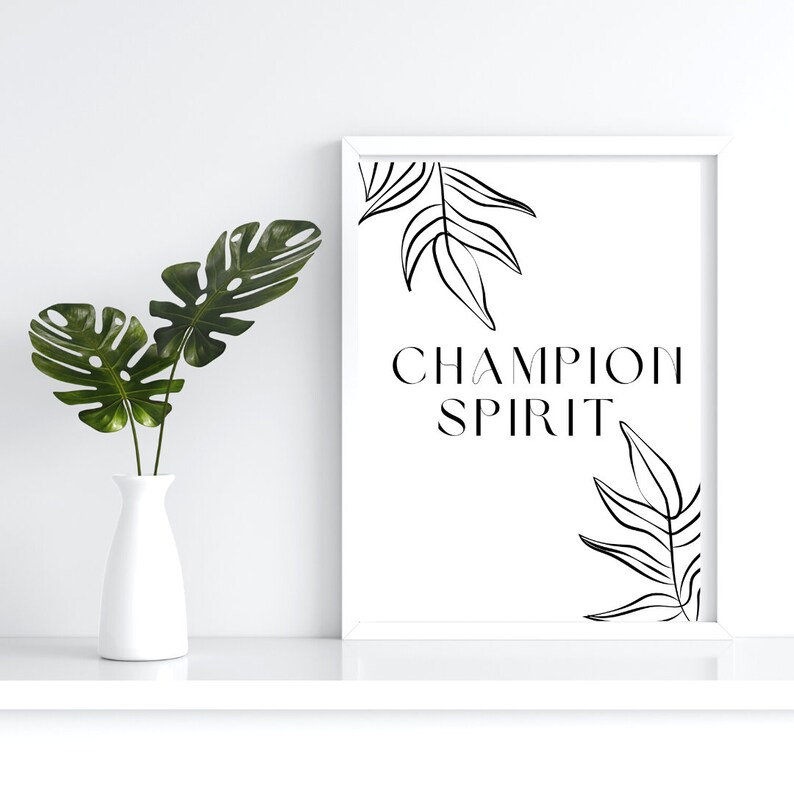 Black and White Champion Spirit Poster PDF - Etsy