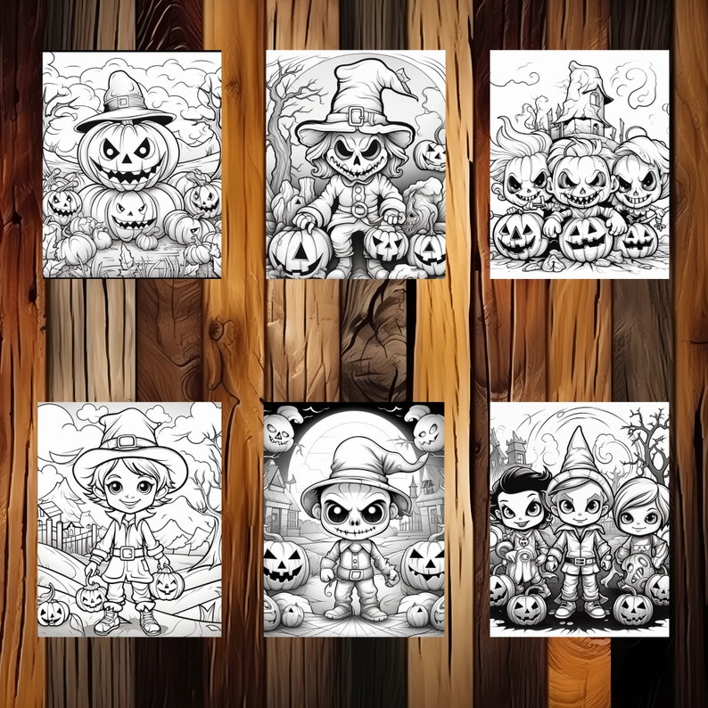 Halloween Coloring Book: 40 Cute & Spooky Pages (PDF Download) - Etsy