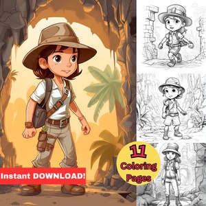 Young Adorable Explorer Coloring Book Printable Coloring Page for Adult ...