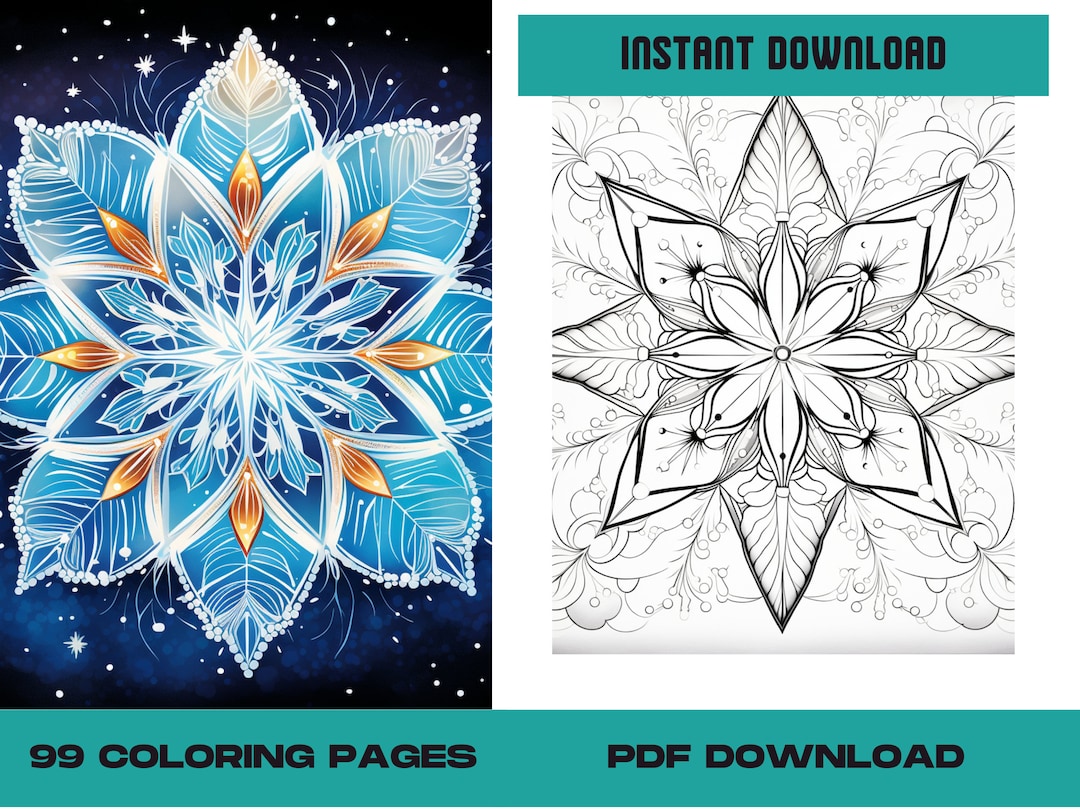 99 Snowflake Mandala Coloring Pages | Christmas Adult Art | Instant PDF ...