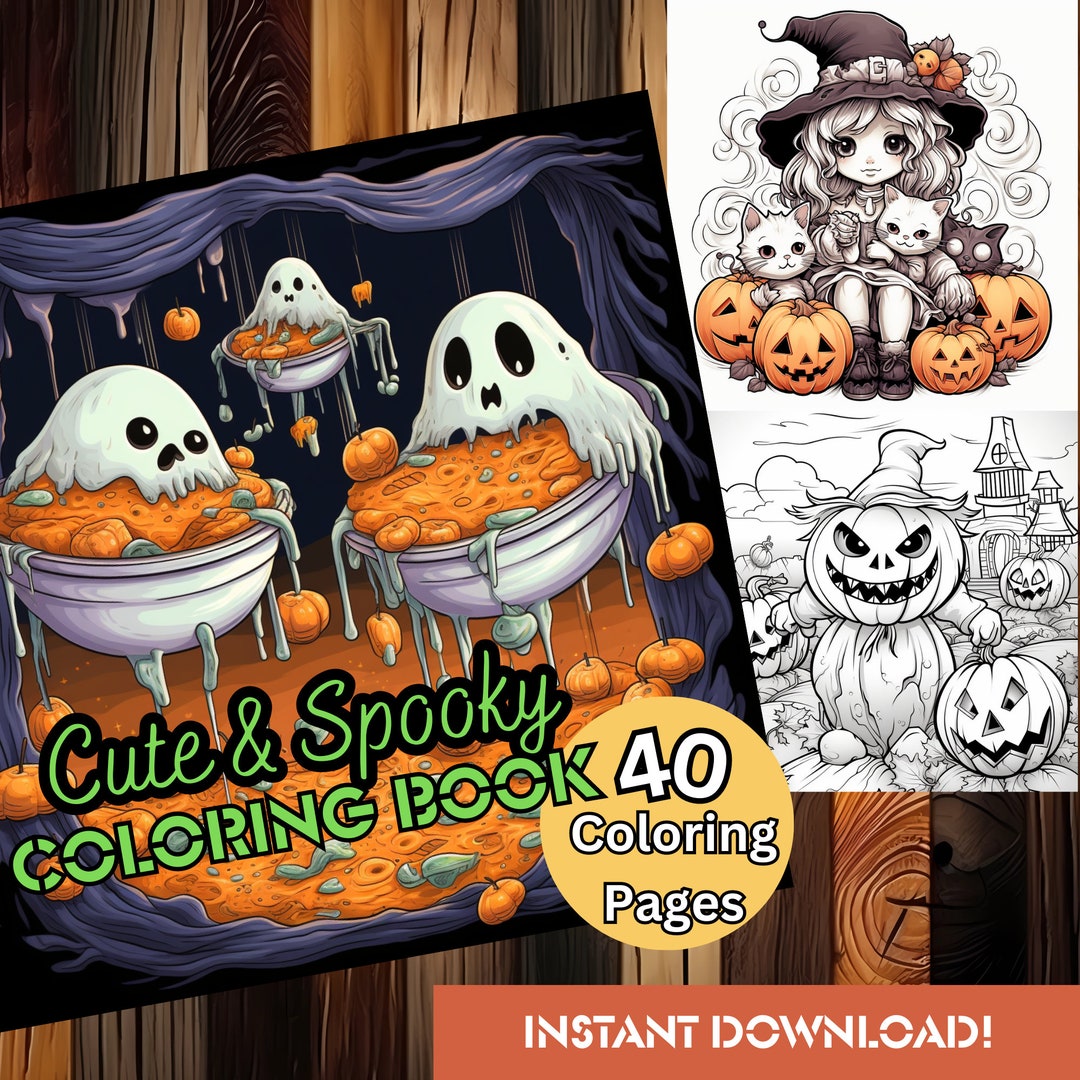 Coloring Pages: Halloween Cute and Spooky Adult Coloring Book | 40 ...