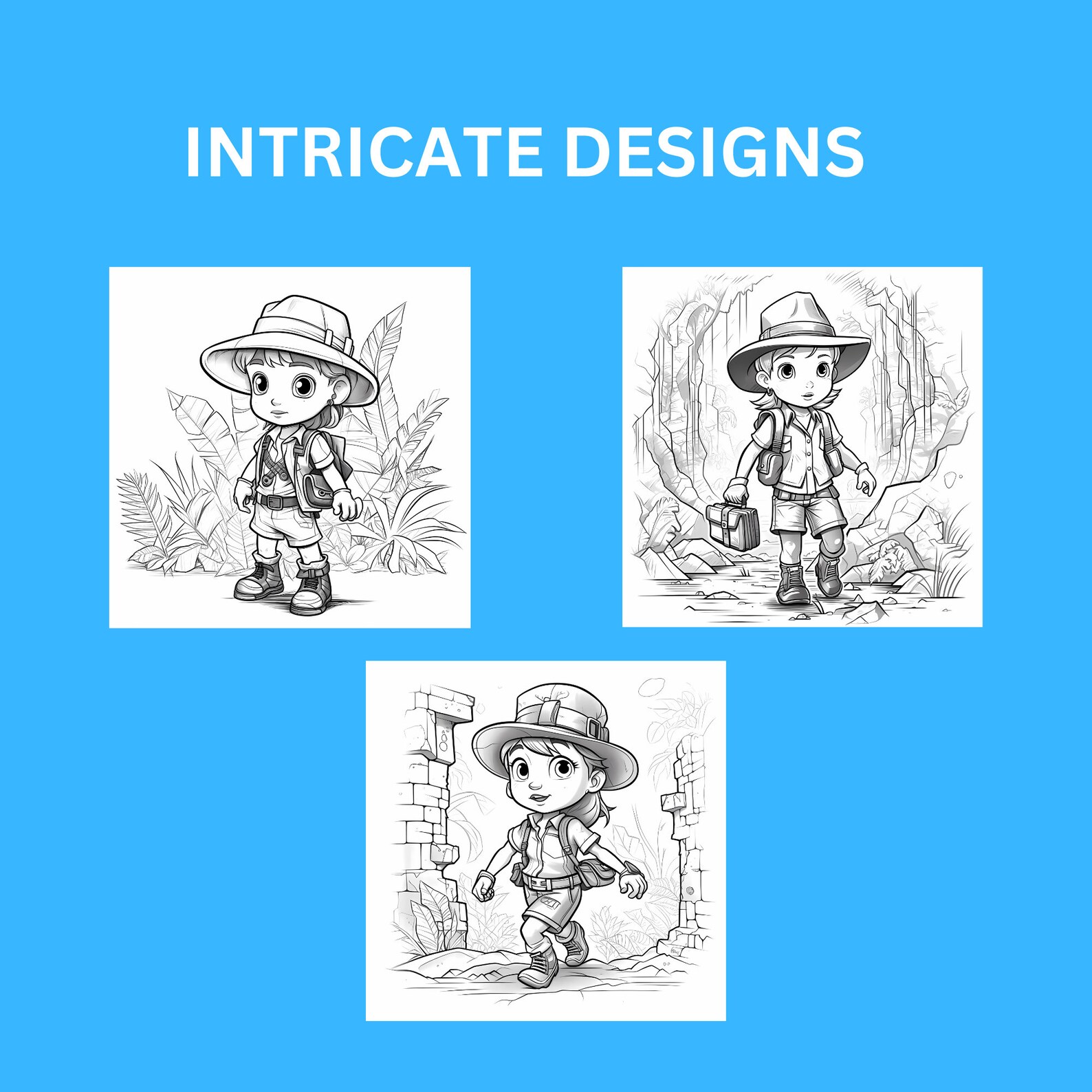 Young Adorable Explorer Coloring Book Printable Coloring Page for Adult ...