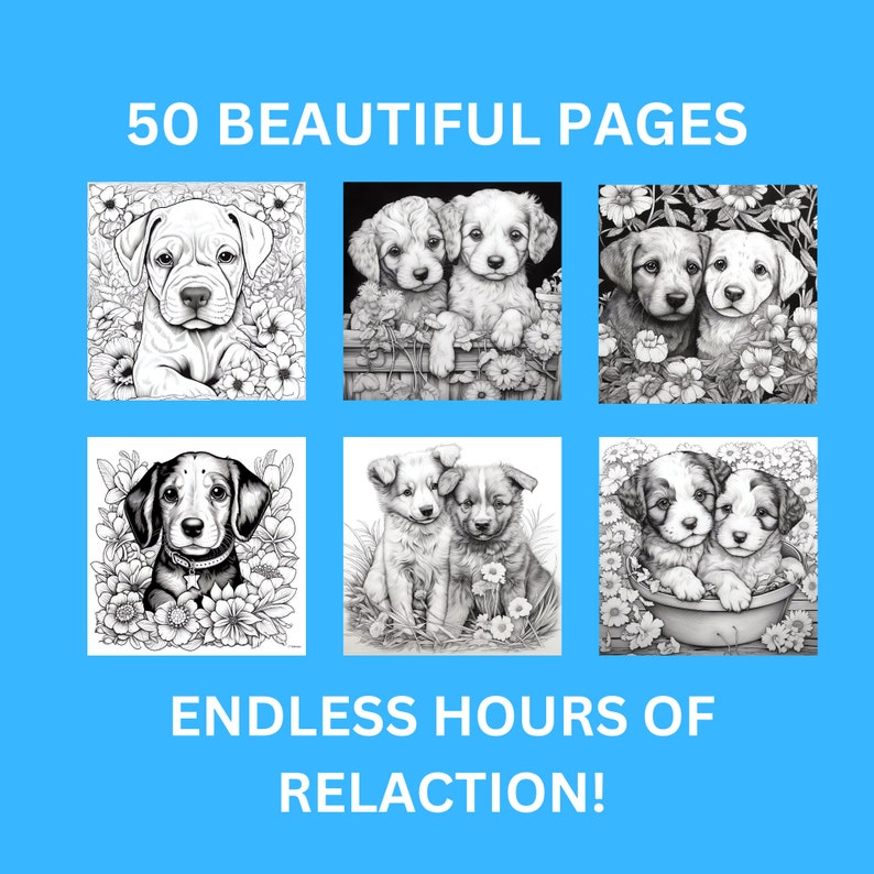 50 Cute Dog Coloring Pages | Printable Puppy Coloring Book (digital ...
